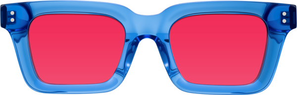 Transparent Blue Thick Hipster Rectangle Tinted Sunglasses with Red ...