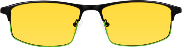 Black/Green Wrap Around Sports Rectangle Tinted Sunglasses with Yellow ...