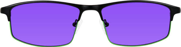 Black/Green Wrap Around Sports Rectangle Tinted Sunglasses with Purple ...