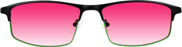 Black/Green Wrap Around Sports Rectangle Gradient Sunglasses with Pink ...