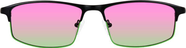 Black/Green Wrap Around Sports Rectangle Gradient Sunglasses with Pink ...