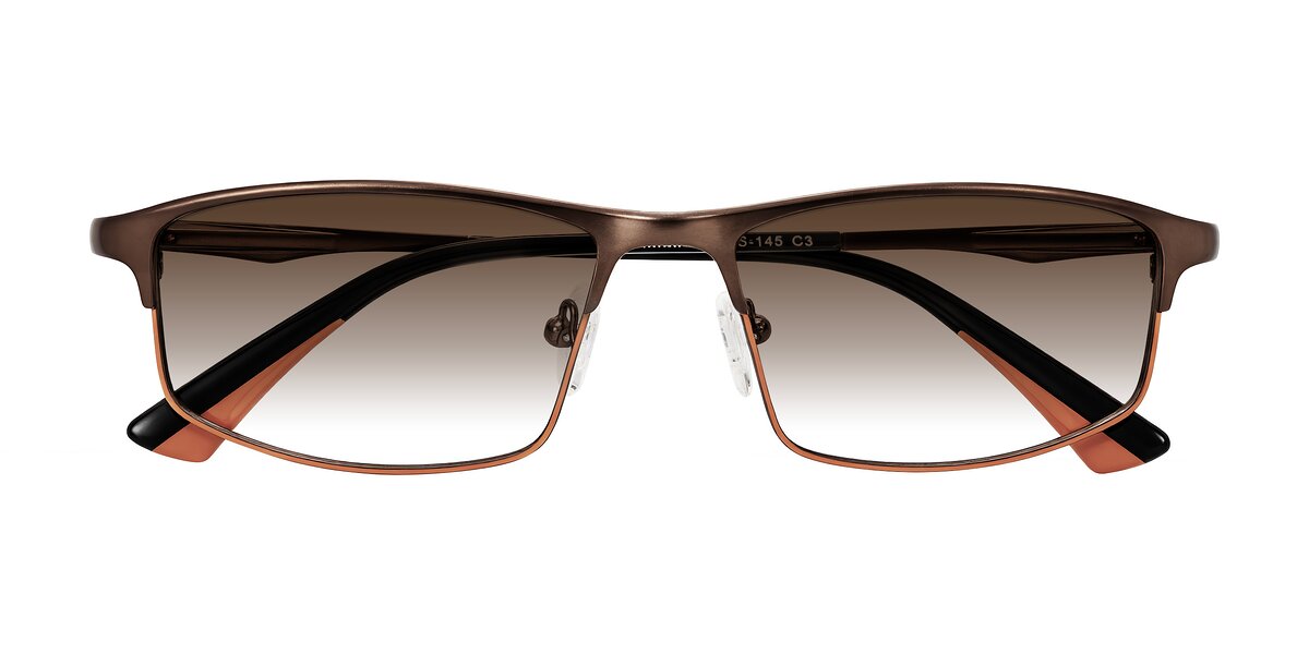 Brown/Orange Wrap Around Sports Rectangle Gradient Sunglasses with ...