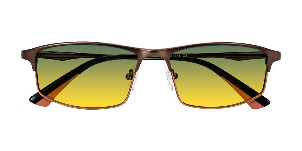 Brown/Orange Wrap Around Sports Rectangle Gradient Sunglasses with ...