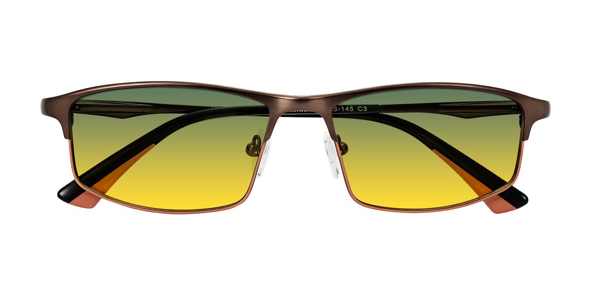 Brown/Orange Wrap Around Sports Rectangle Gradient Sunglasses with ...