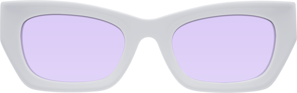 White Thick Acetate Rectangle Tinted Sunglasses with Light Purple ...