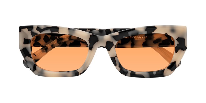 Ivory Tortoise Thick Acetate Rectangle Tinted Sunglasses with Medium ...