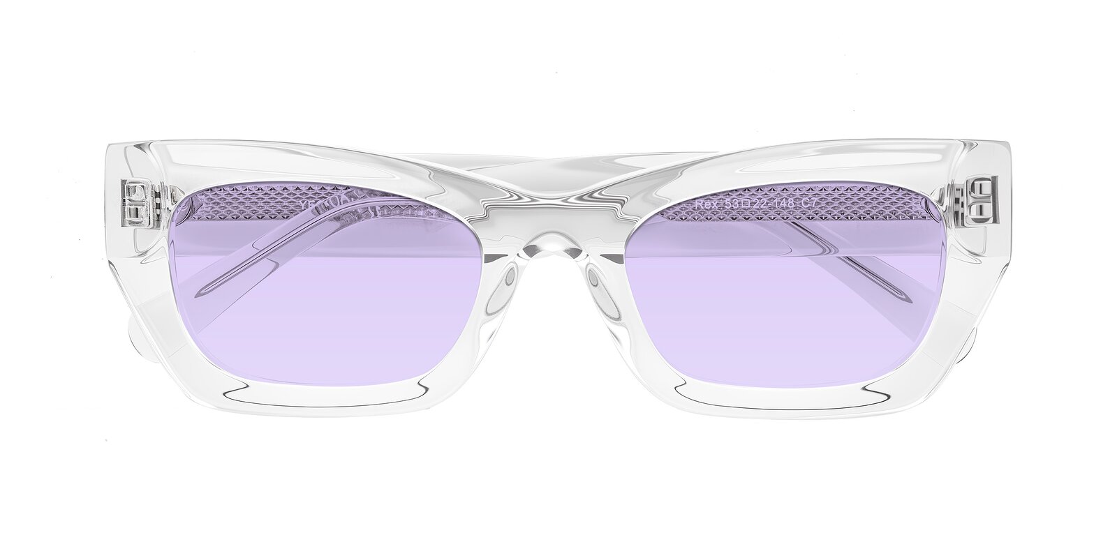Clear Thick Acetate Rectangle Tinted Sunglasses with Light Purple ...