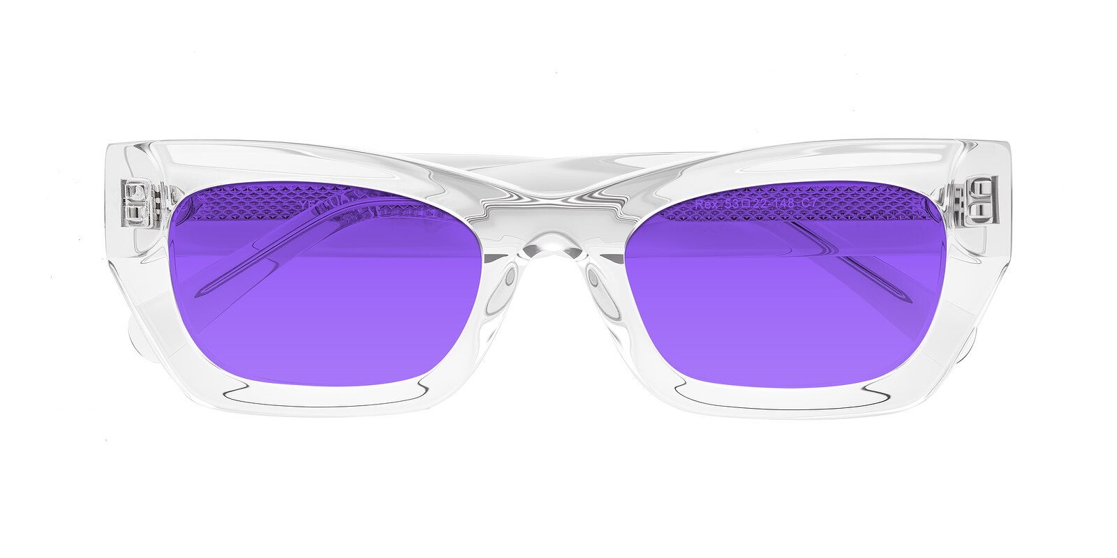 Clear Thick Acetate Rectangle Tinted Sunglasses with Purple Sunwear ...
