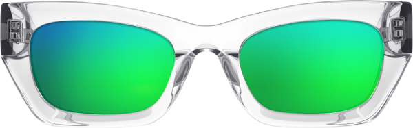 Clear Thick Acetate Rectangle Mirrored Sunglasses with Green Sunwear ...
