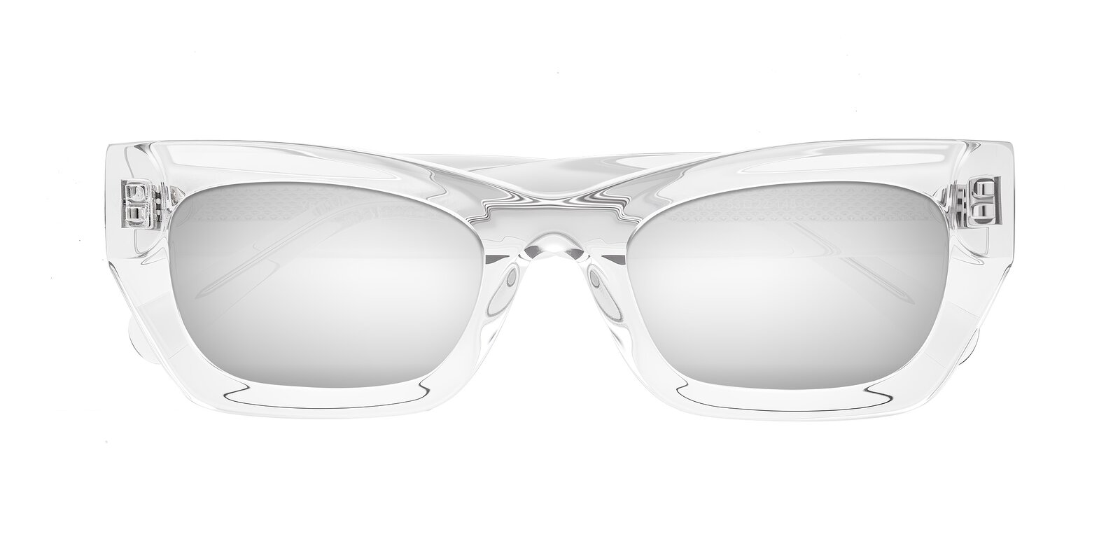 Clear Thick Acetate Rectangle Mirrored Sunglasses with Silver Sunwear ...