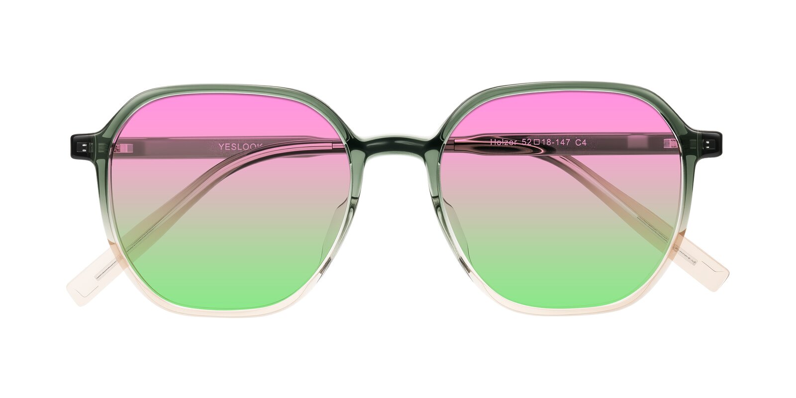 Gradient Green TR90 Round Geometric Gradient Sunglasses with Pink ...