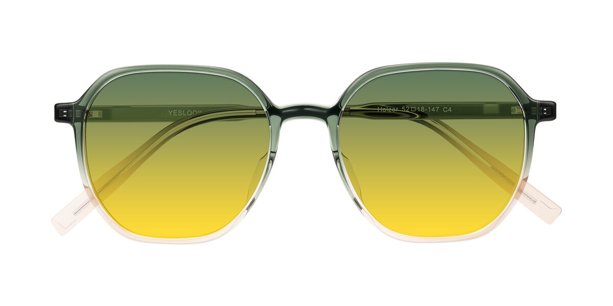 Gradient Green TR90 Round Geometric Gradient Sunglasses with Green ...