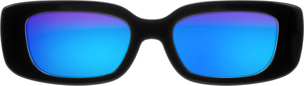 Black Thick Retro-Vintage Rectangle Mirrored Sunglasses with Blue ...