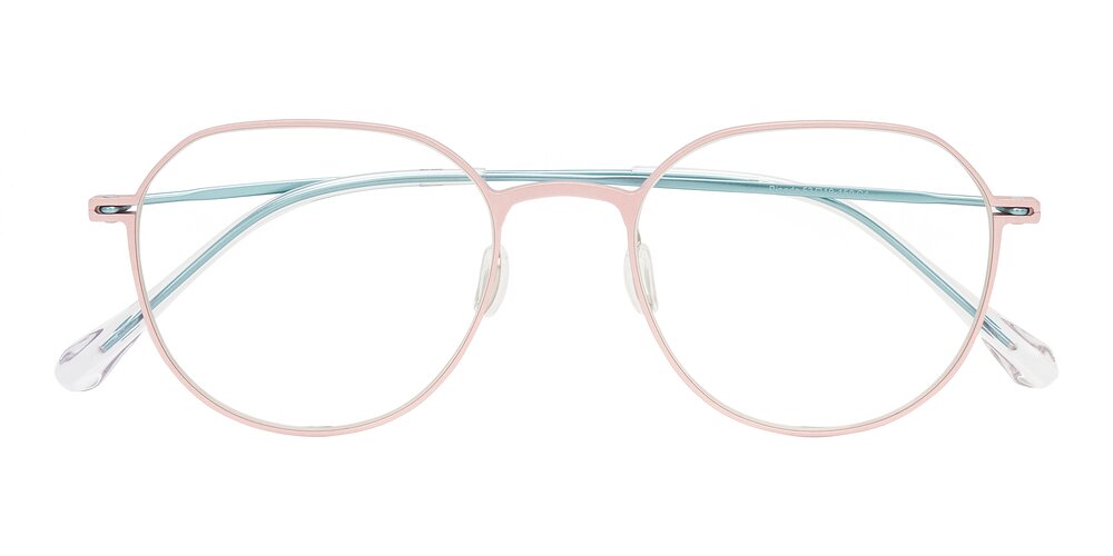 Pink/Blue Magnesium Alloy Round Geometric Reading Glasses - Pineda