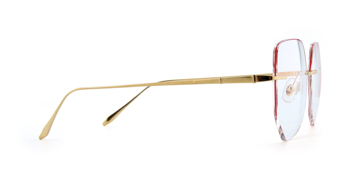 Gold/Red Oversized Titanium Color-Edged Rimless Eyeglasses - Y7008