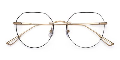 Rose Gold-Gold Glitter Wide Hipster Color-Edged Rimless Blue Light ...