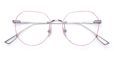 Rose Gold-Gold Glitter Wide Hipster Color-Edged Rimless Blue Light ...