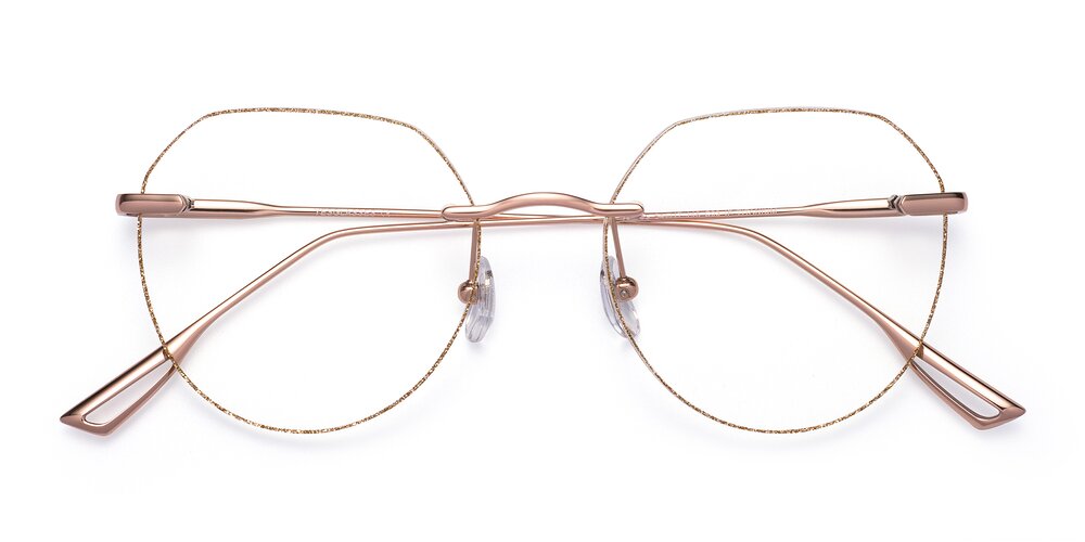 Rose Gold-Gold Glitter Wide Hipster Color-Edged Rimless Blue Light ...