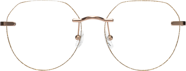 Rose Gold/Gold Glitter Hipster Low Bridge Fit Color-Edged Rimless Blue ...
