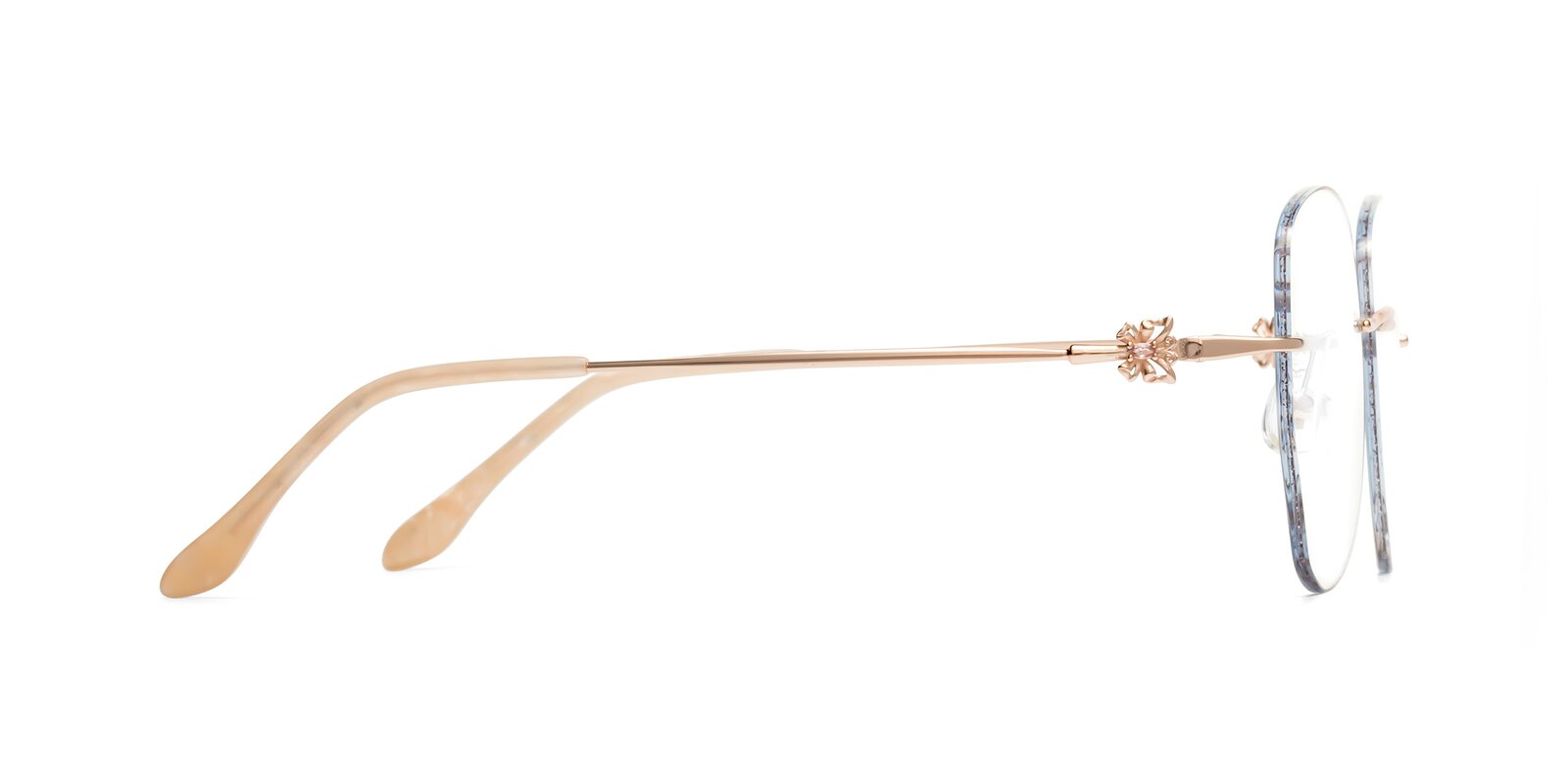 Purple Glitter/Rose Gold Butterfly Aviator Color-Edged Rimless ...