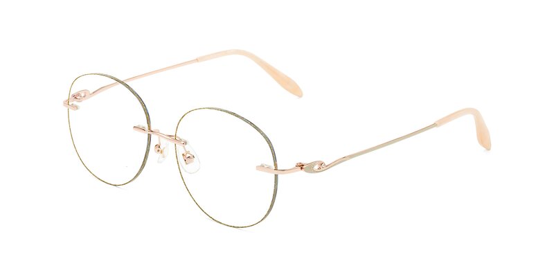 Gold Glitter/Rose Gold Low Bridge Fit Round Color-Edged Rimless ...