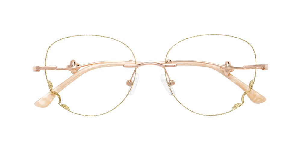 Dark Red Gold Hipster Geometric Color Edged Rimless Eyeglasses Y7004
