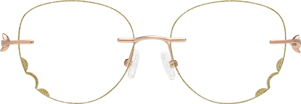 Gold Glitter/Rose Gold Low Bridge Fit Butterfly Color-Edged Rimless ...
