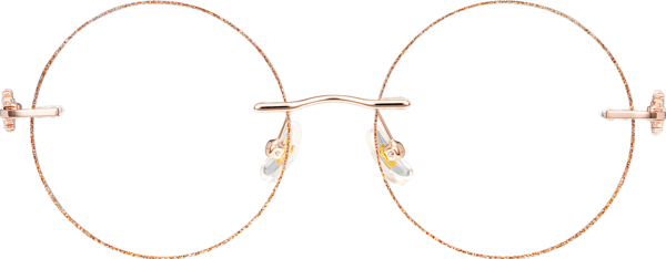 Rust Glitter/Rose Gold Metal Round Color-Edged Rimless Blue Light ...