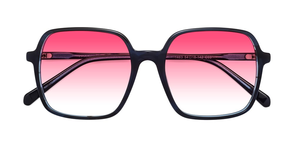 Blue Oversized Lightweight Square Gradient Sunglasses with Pink Sunwear ...
