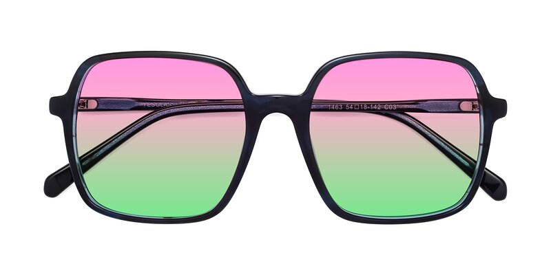 Blue Oversized Lightweight Square Gradient Sunglasses with Pink / Green ...
