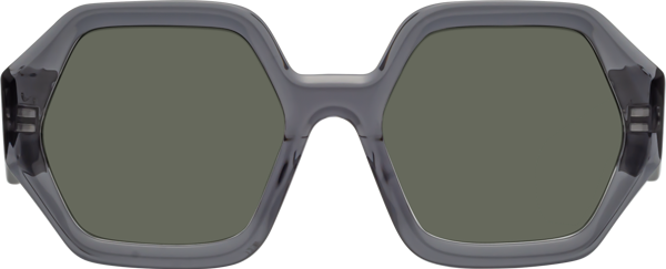 Gray Thick Oversized Geometric Polarized Sunglasses with Gray Sunwear ...