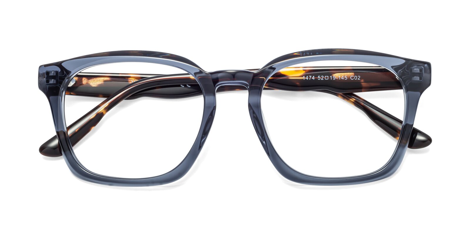 Faded Blue Hipster Thick Trapezoid Eyeglasses - 1474