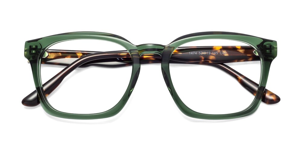 Emerald Hipster Thick Trapezoid Eyeglasses - 1474