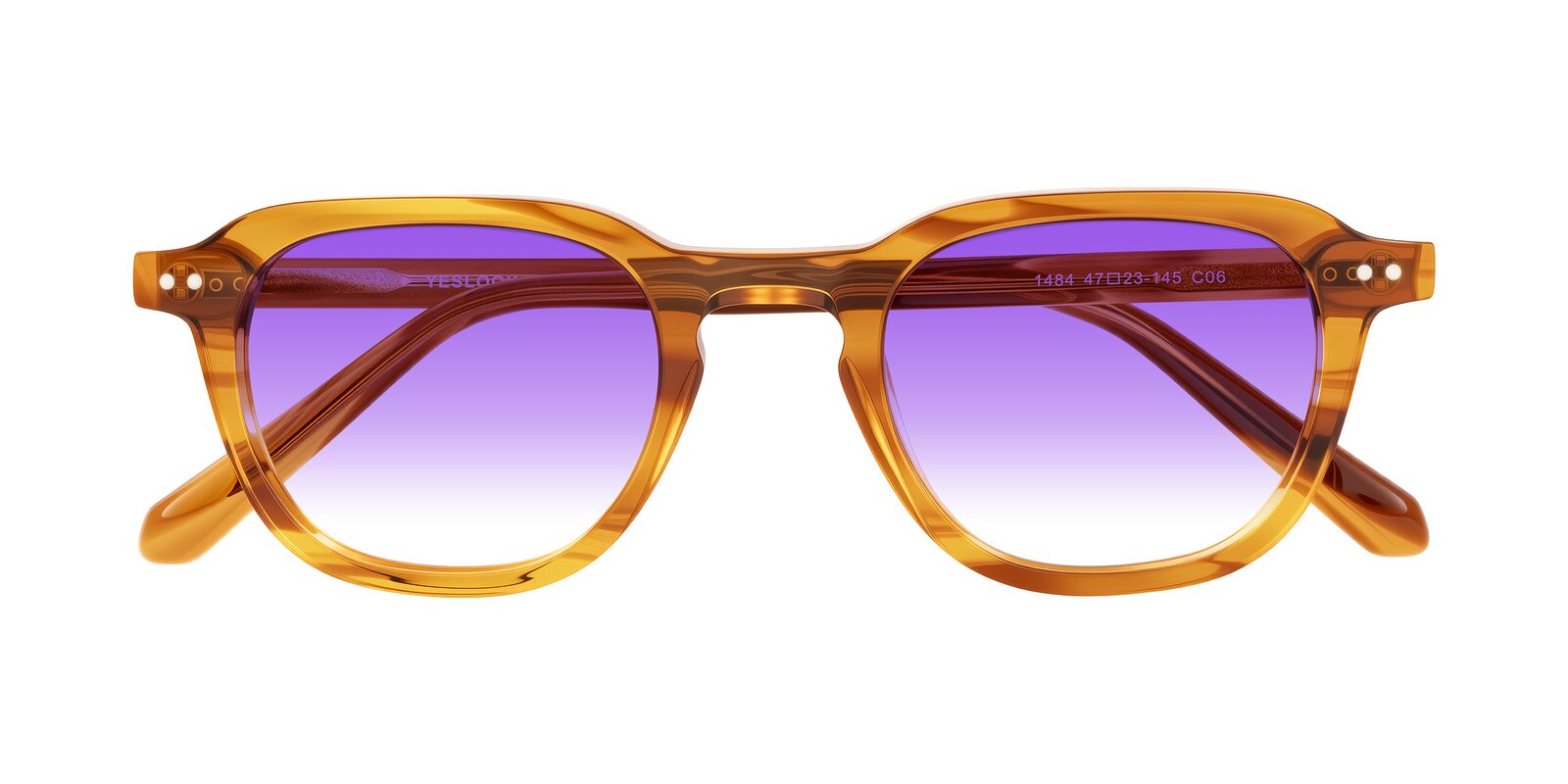 Brown Striped Keyhole Bridge Retro-Vintage Acetate Gradient Sunglasses ...