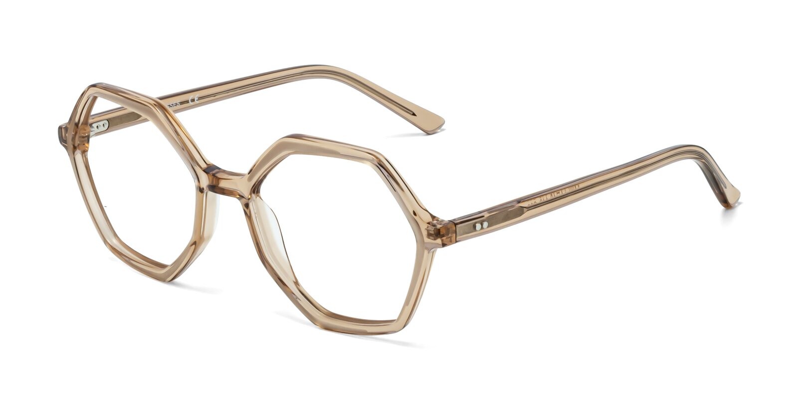 Light Brown Geek-Chic Acetate Geometric Eyeglasses - 1489