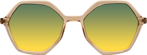 Light Brown Geek-Chic Acetate Geometric Gradient Sunglasses with Green ...