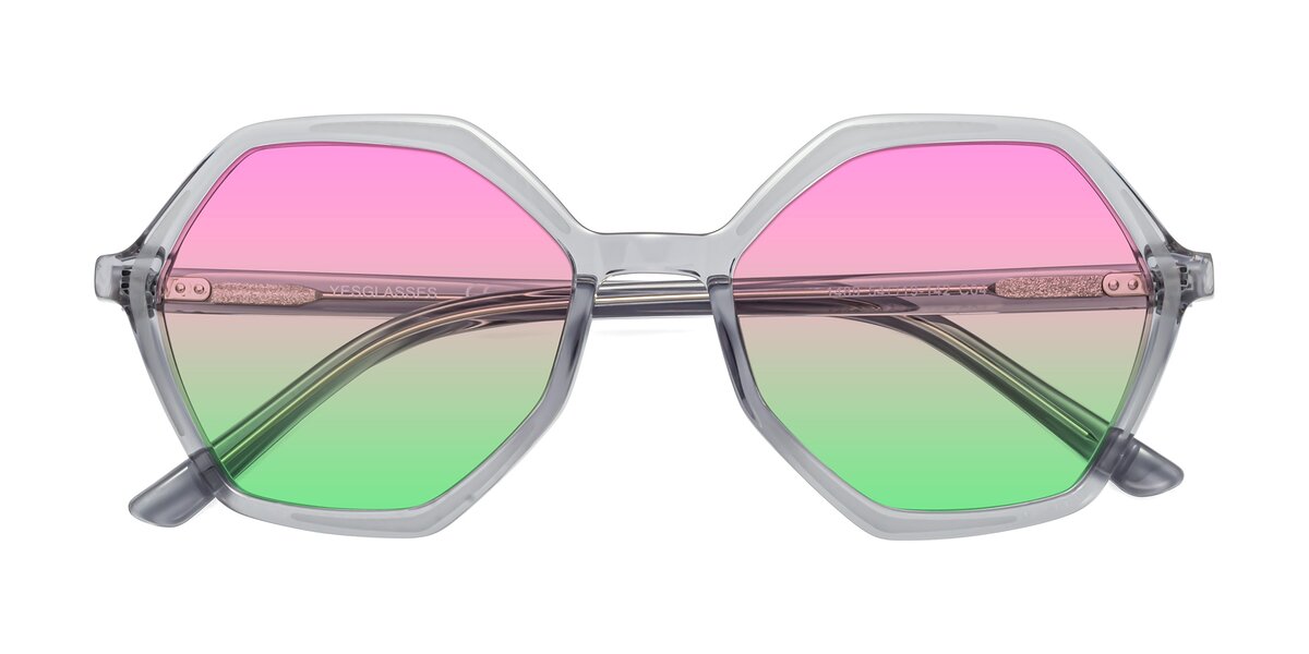 Blue-Gray Geek-Chic Acetate Geometric Gradient Sunglasses with Pink ...