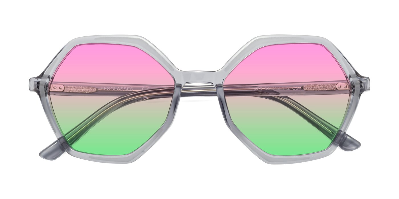 Blue-Gray Geek-Chic Acetate Geometric Gradient Sunglasses with Pink ...