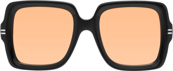 Black Narrow Oversized Square Tinted Sunglasses with Light Orange ...
