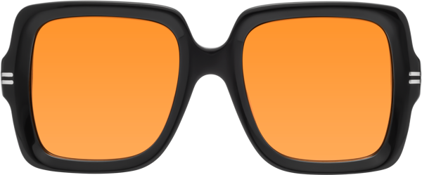 Black Narrow Oversized Square Tinted Sunglasses with Orange Sunwear ...