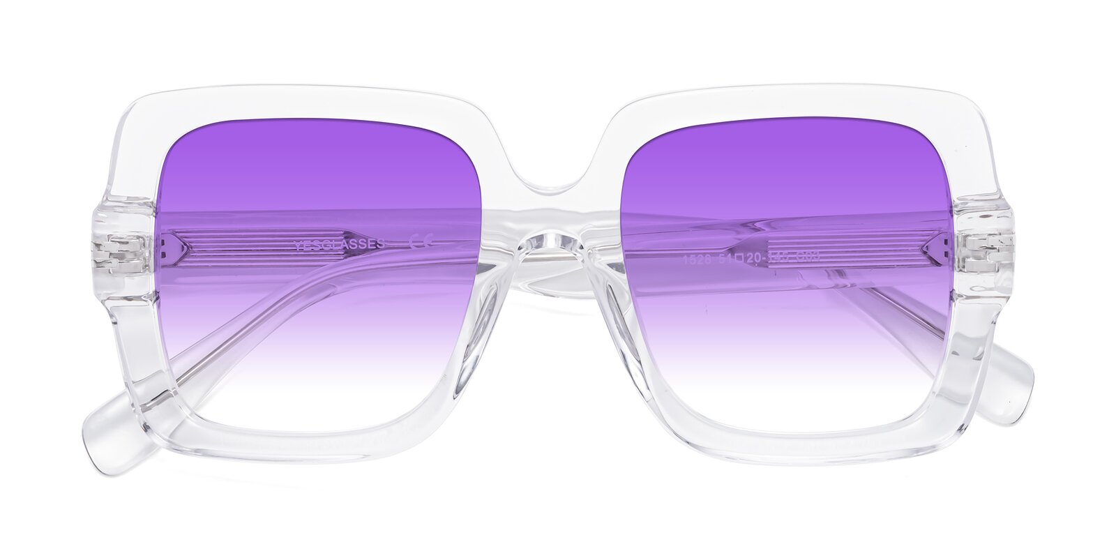 Clear Narrow Oversized Square Gradient Sunglasses with Purple Sunwear ...