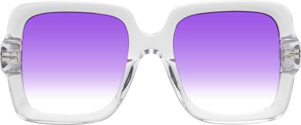 Clear Narrow Oversized Square Gradient Sunglasses with Purple Sunwear ...