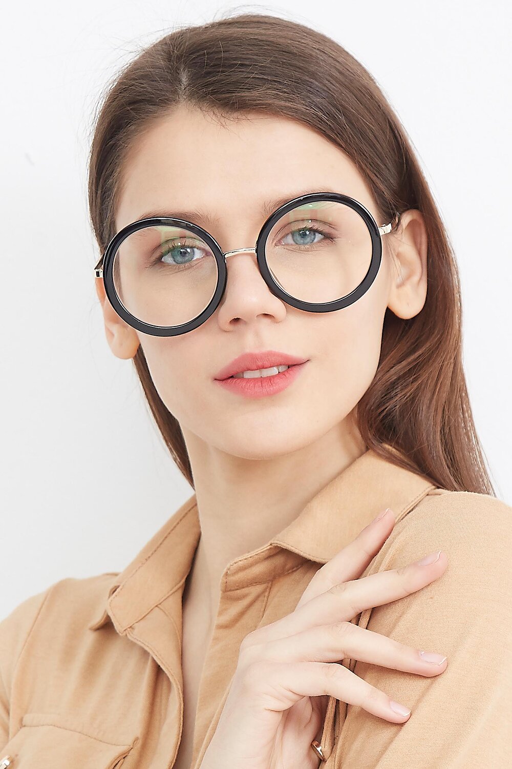 Black Geek-Chic Oversized Round Eyeglasses - Bloom