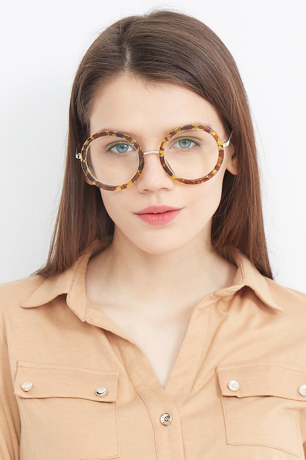 Transparent Tortoise Geek-Chic Oversized Round Eyeglasses - Bloom