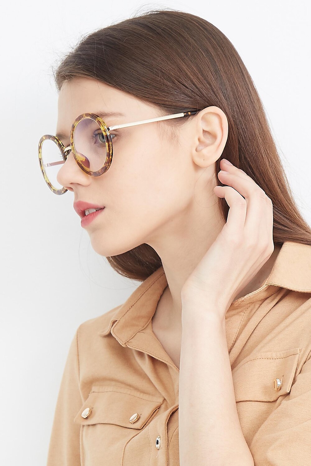 Transparent Tortoise Geek-Chic Oversized Round Eyeglasses - Bloom