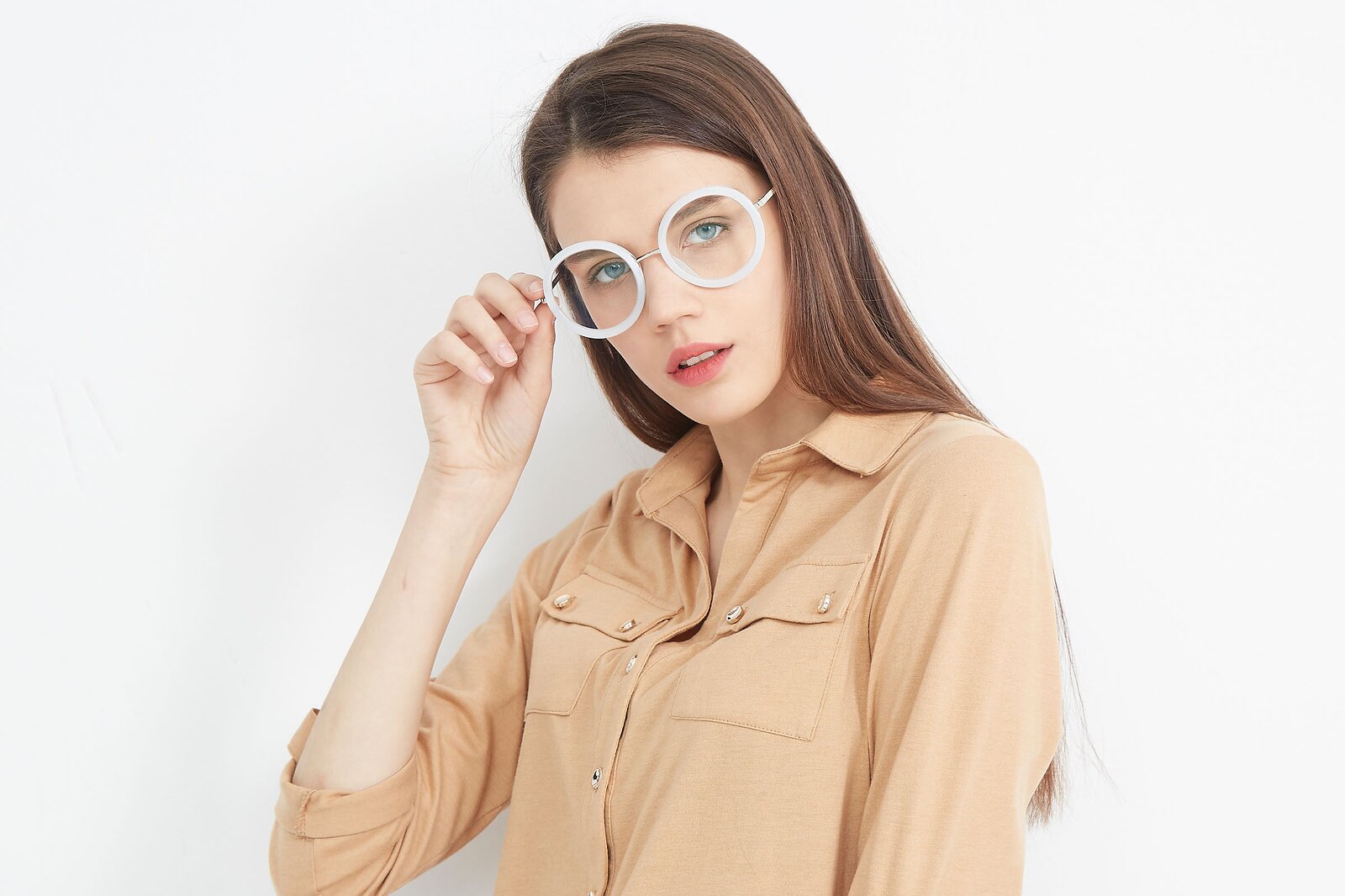 Transparent Glacier Grey Geek-Chic Oversized Round Eyeglasses - Bloom