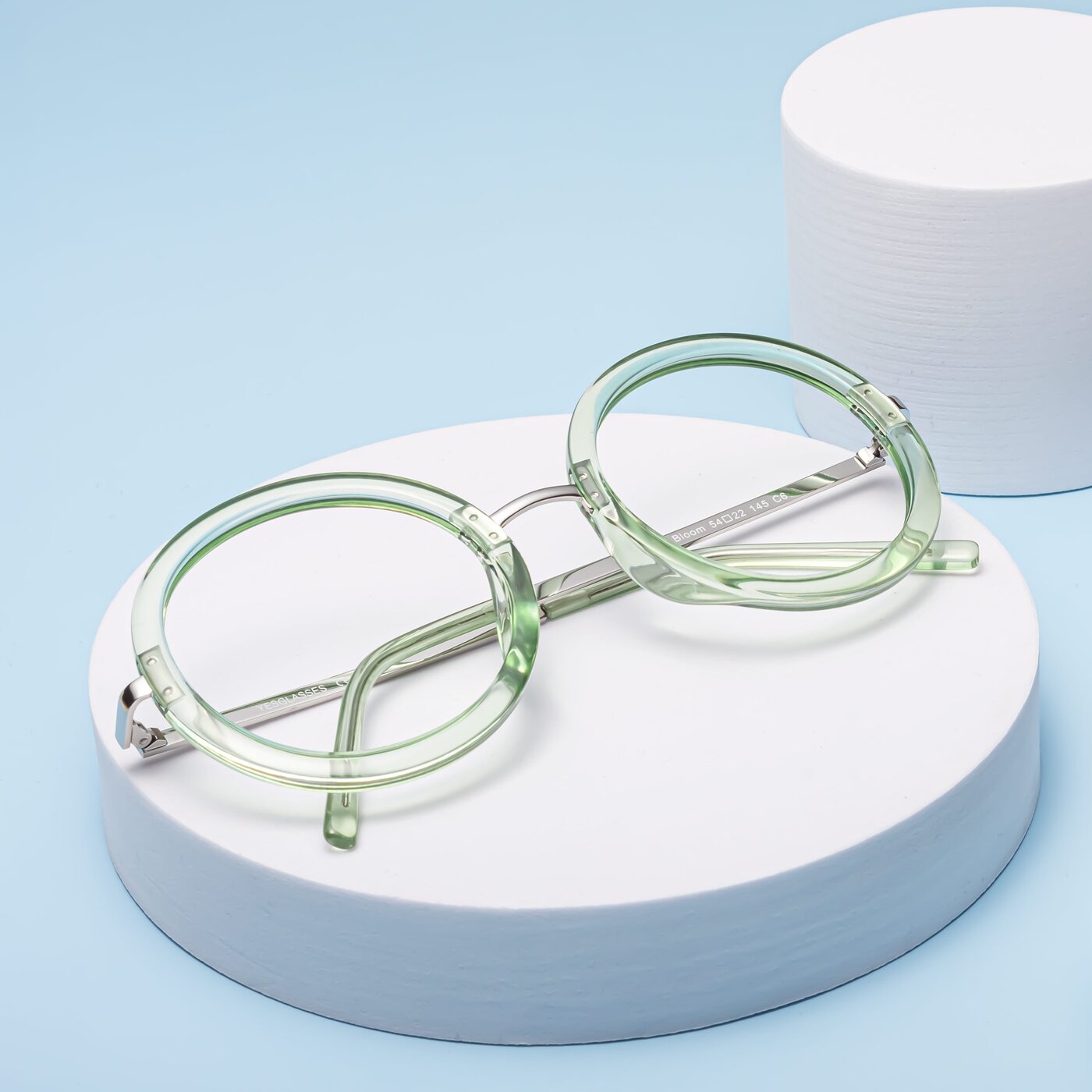 Mint Green Geek-Chic Oversized Round Eyeglasses - Bloom