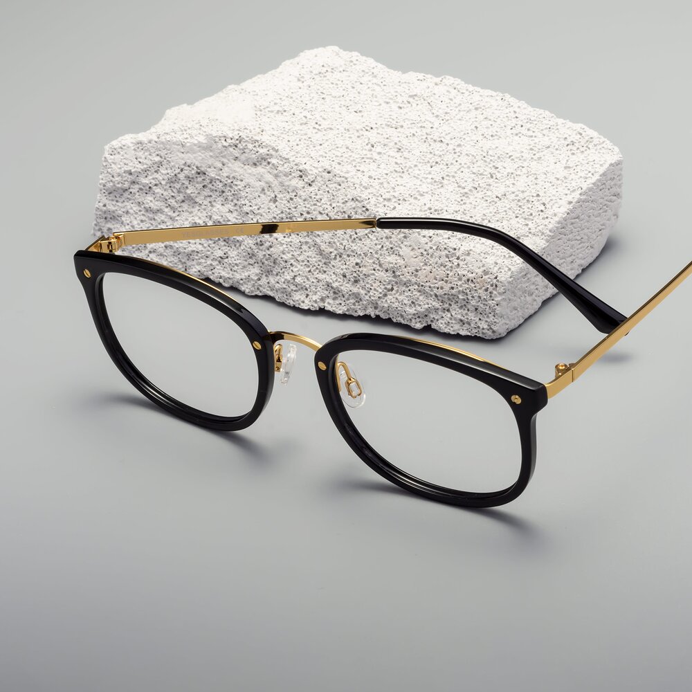 Black / Gold Grandpa Oversized Butterfly Eyeglasses - Timeless