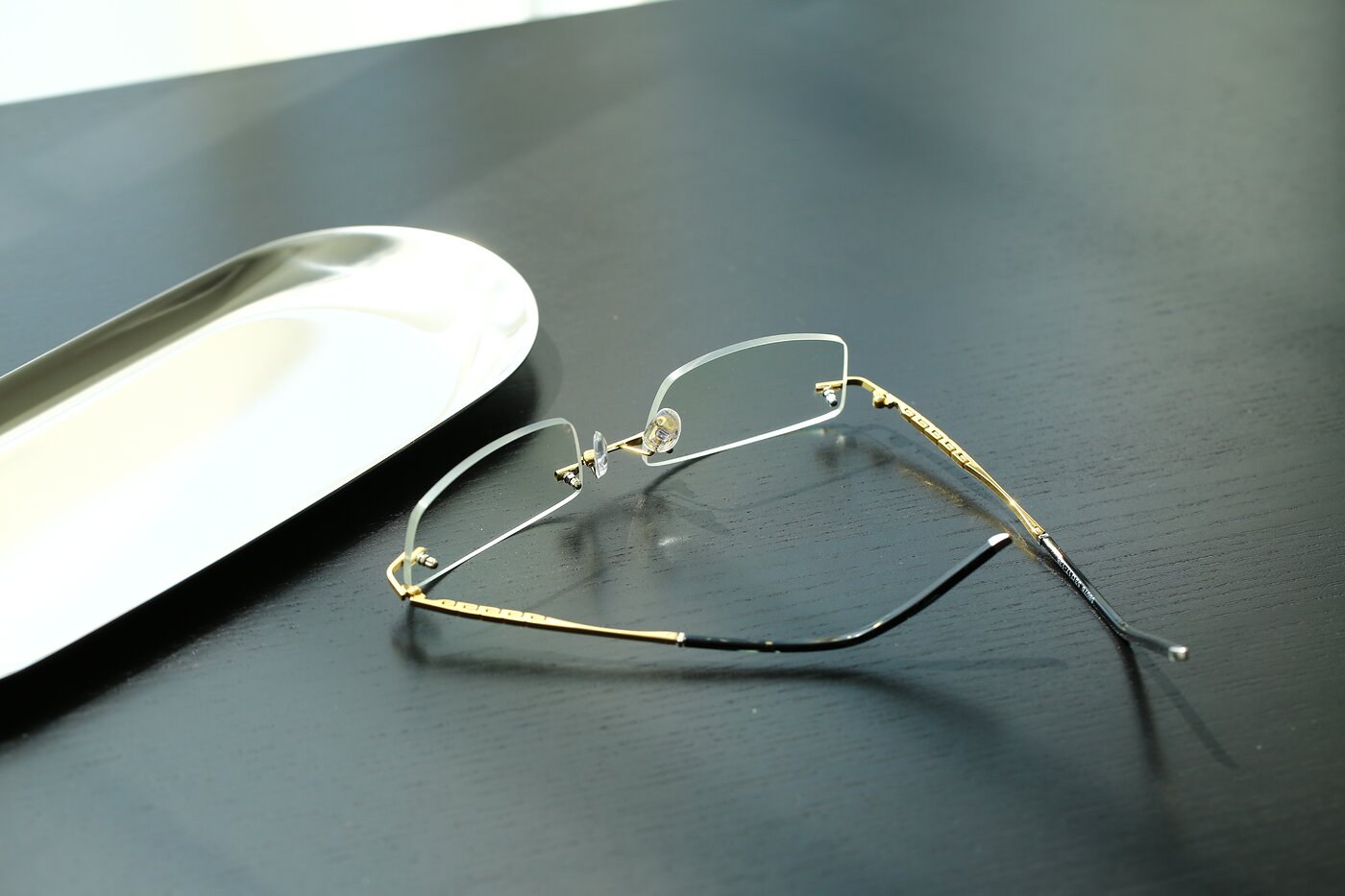 Gold Metal Rectangle Rimless Eyeglasses - 58076