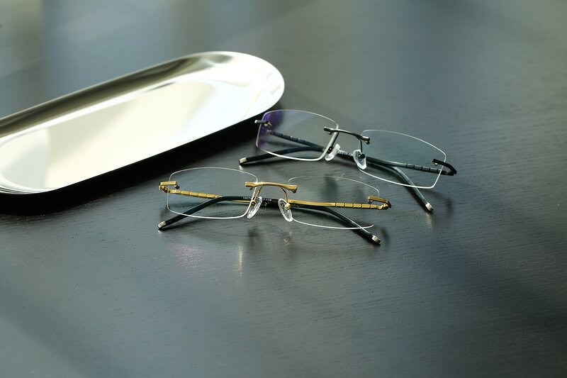 Gold Metal Rectangle Rimless Eyeglasses - 58076